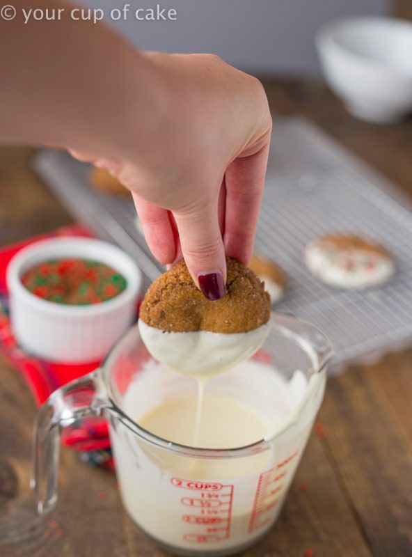 White Chocolate Dipped Gingerbread Cookies - Your Cup of Cake